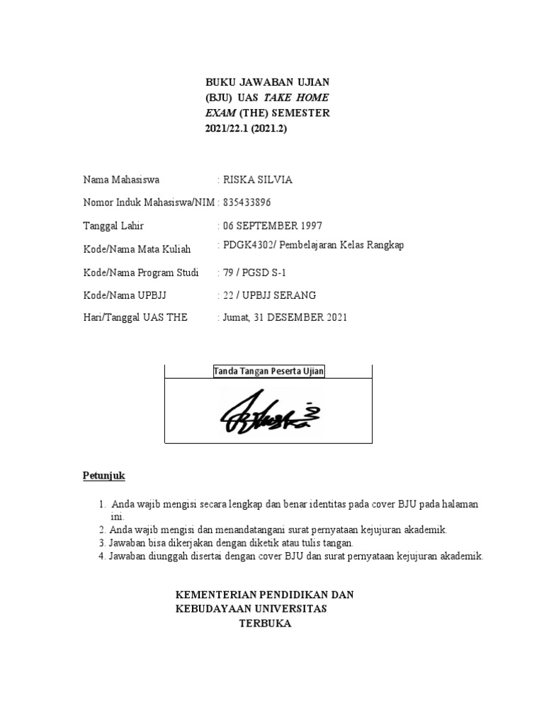 Bju - The Ut Pdgk4302 - Riska Silvia (835433897) | PDF