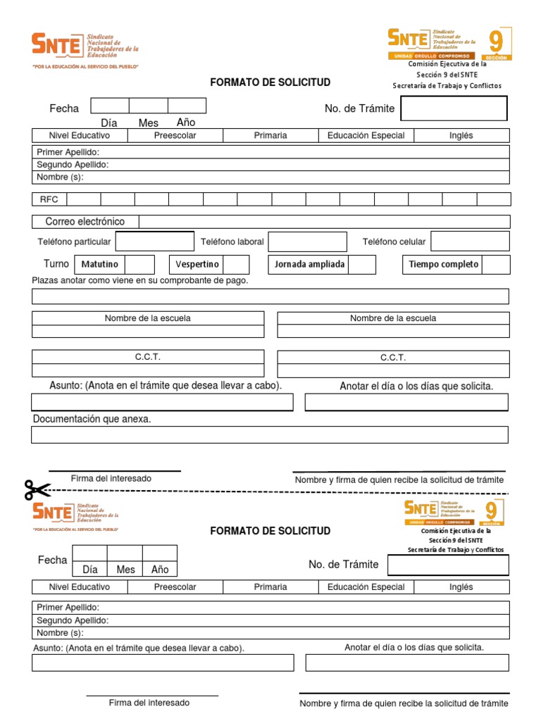 Formato de Solicitud SNTE | PDF