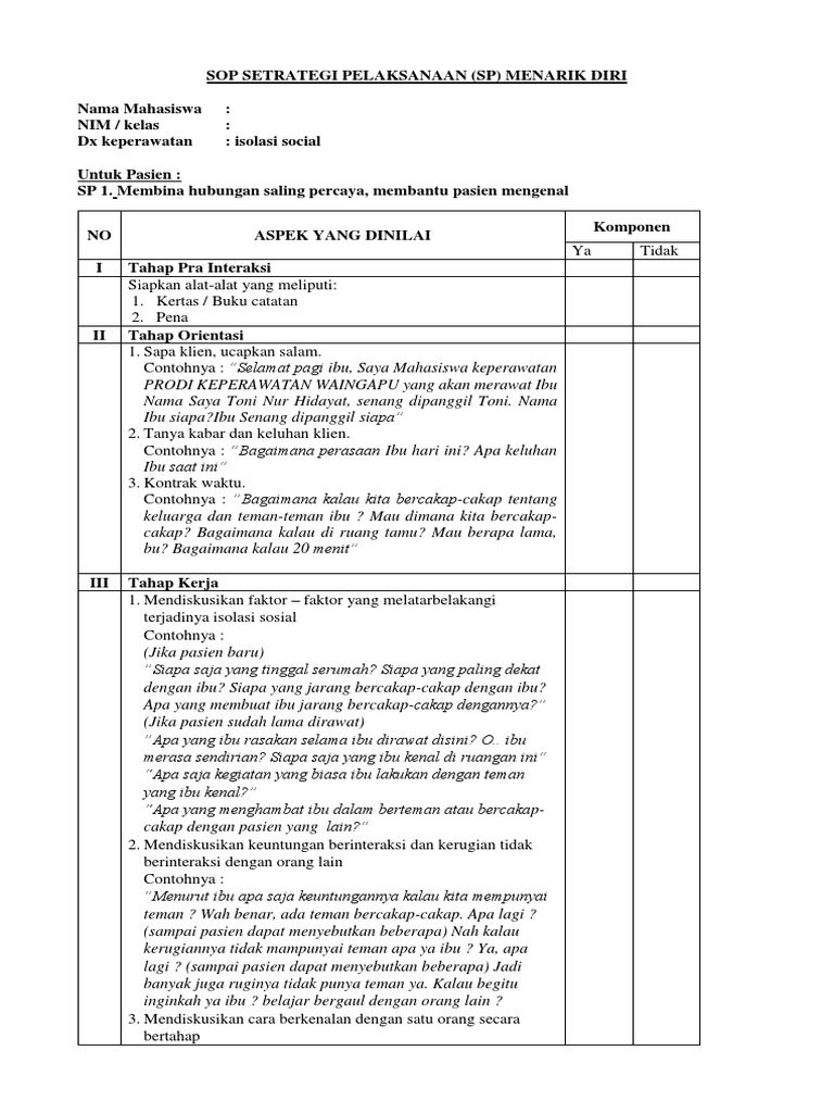 Sop SP Isolasi Sosial | PDF