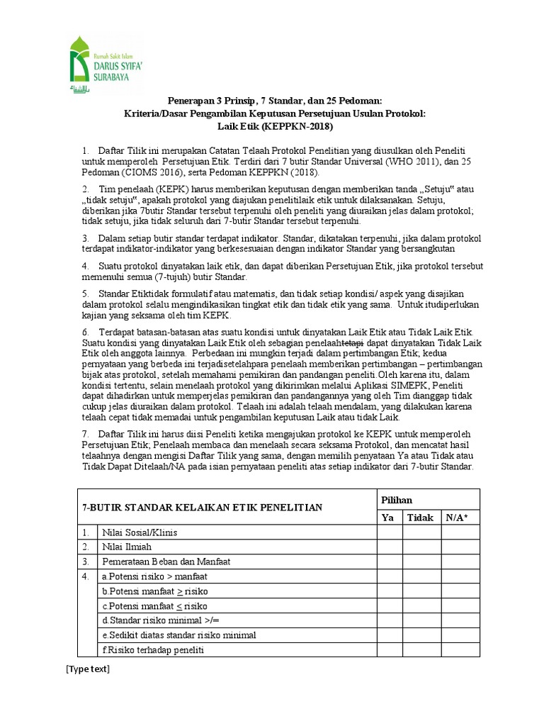 Check List 7 Standar Dan Indikator | PDF