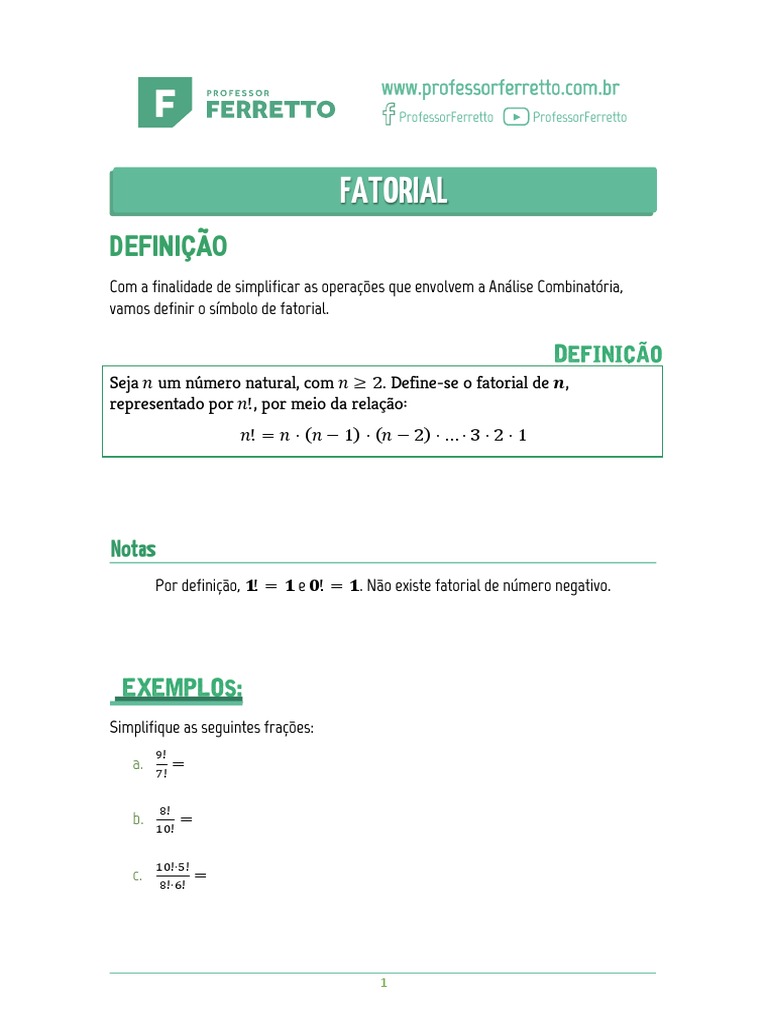 Análise Combinatória - FATORIAL | PDF