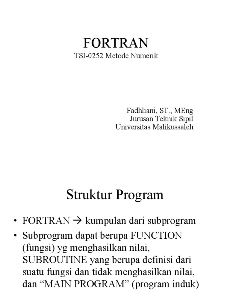 2 Fortran | PDF | Subroutine | Computer Programming