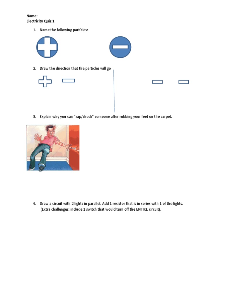 Electricity Quiz: Particles & Circuits | PDF