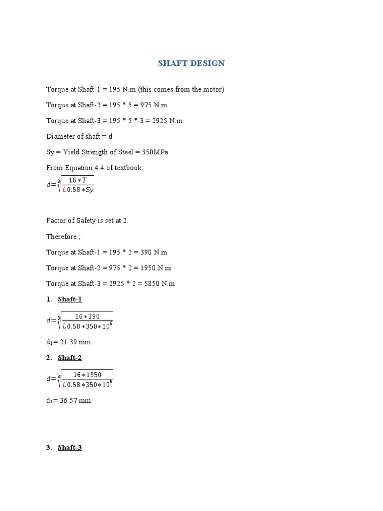 Shaft and Keyways Design | PDF