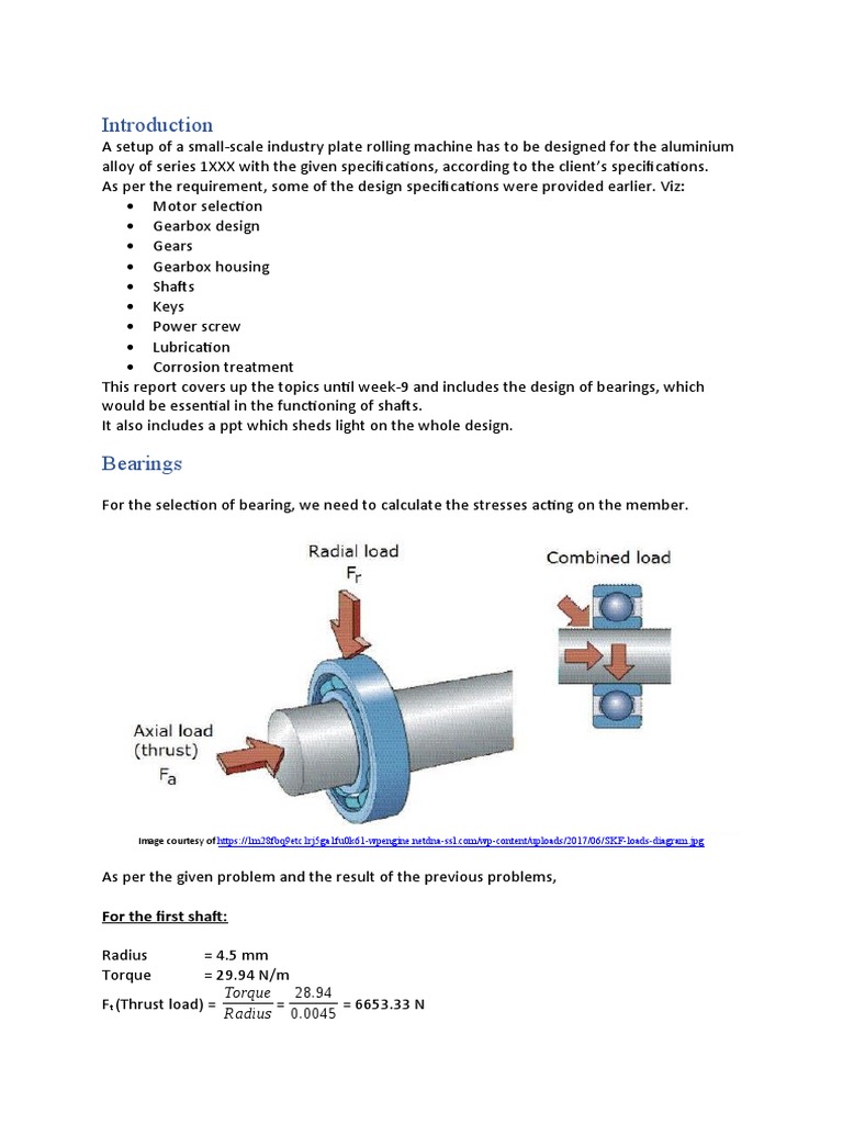 For The First Shaft:: Torque Radius | PDF | Bearing (Mechanical ...