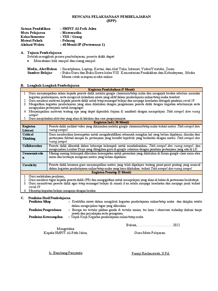 RPP 10 Peluang | PDF | Karier & Perkembangan | Ilmu Sosial