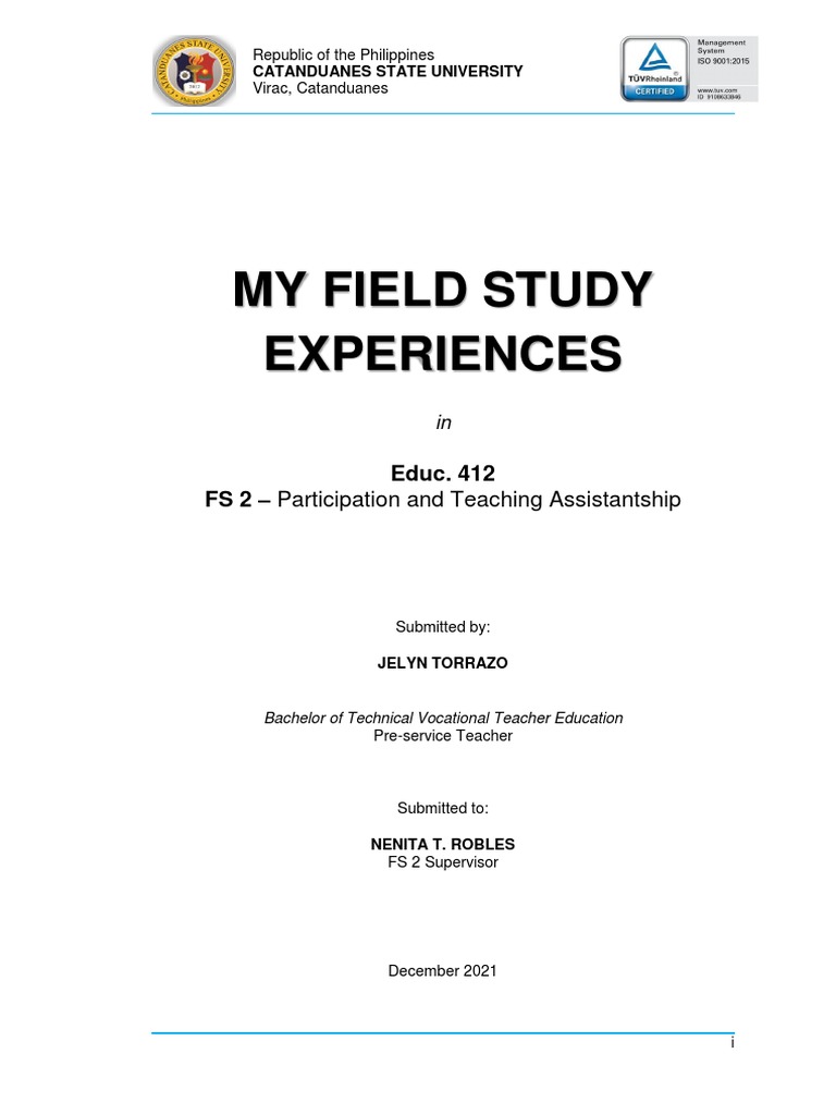 Field Study Portfolio: Teaching Insights | PDF | Teachers | Survey ...