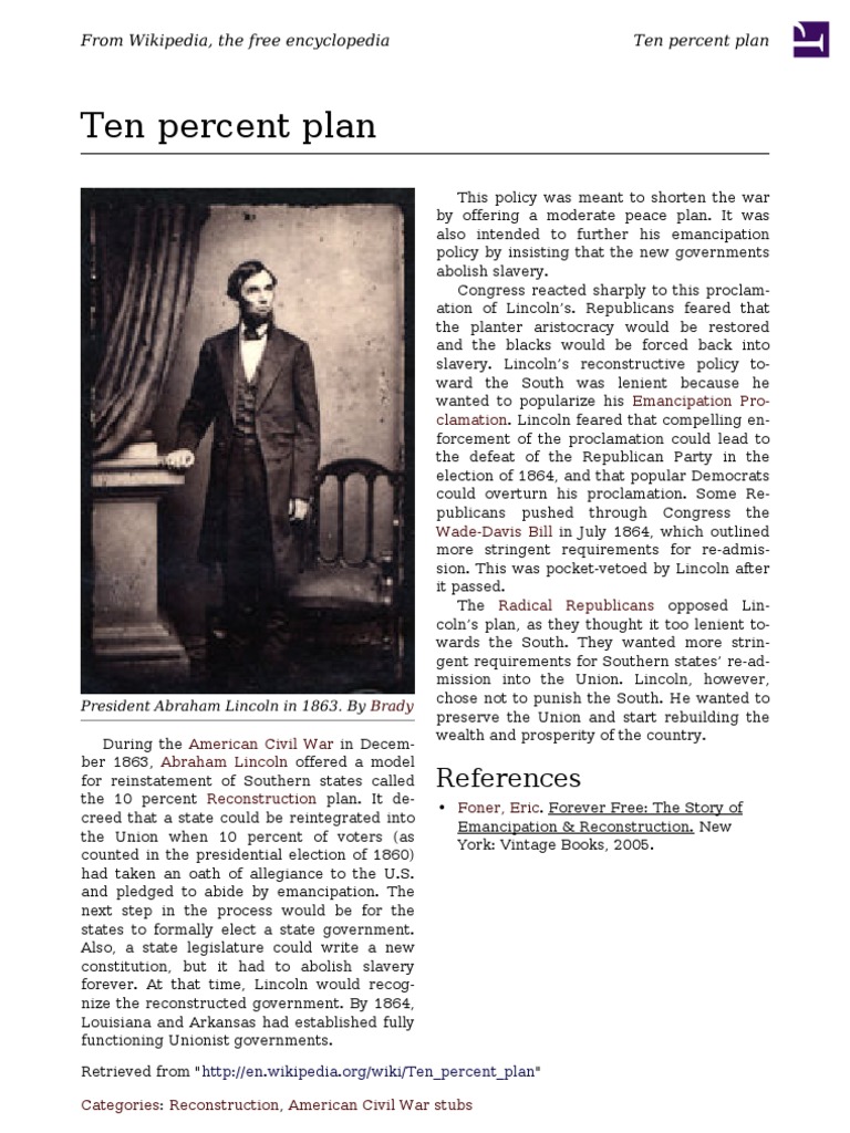 Ten Percent Plan | Download Free PDF | Internal Wars Of The United ...