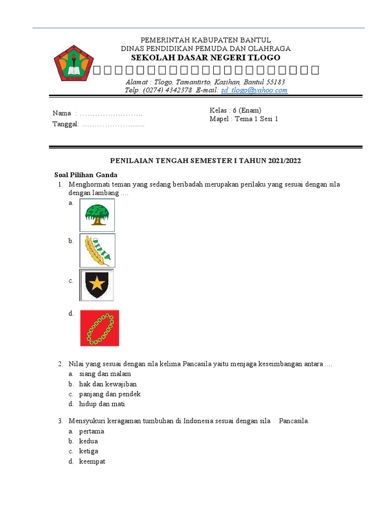 Bank Soal Kelas 6 t1s11 | PDF | Kajian Bahasa Asing