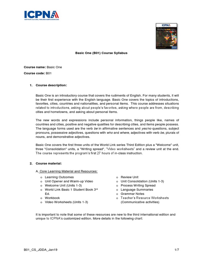 Basic One English Course Syllabus | PDF | Rubric (Academic) | Test ...