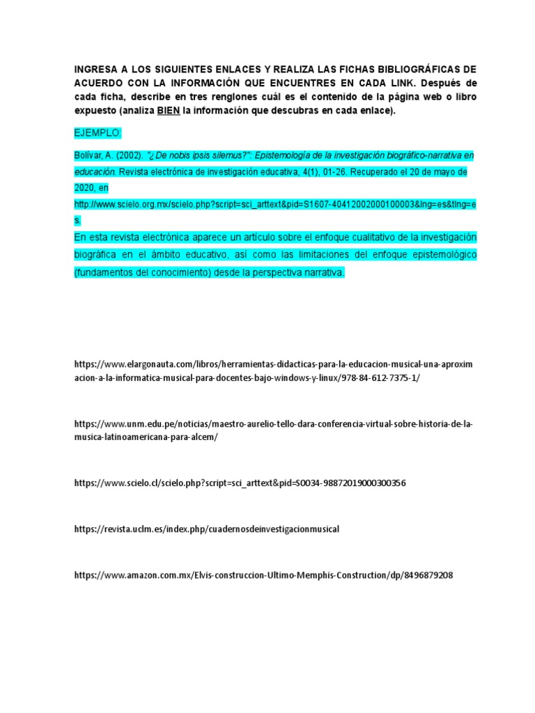 Fichas Bibliográficas de Internet | PDF