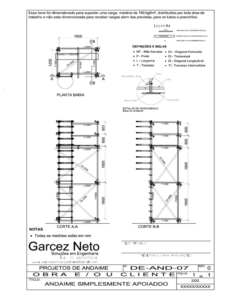 Material Técnico - Desenho Andaime Simplesmente Apoiado - GARCEZ NETO | PDF