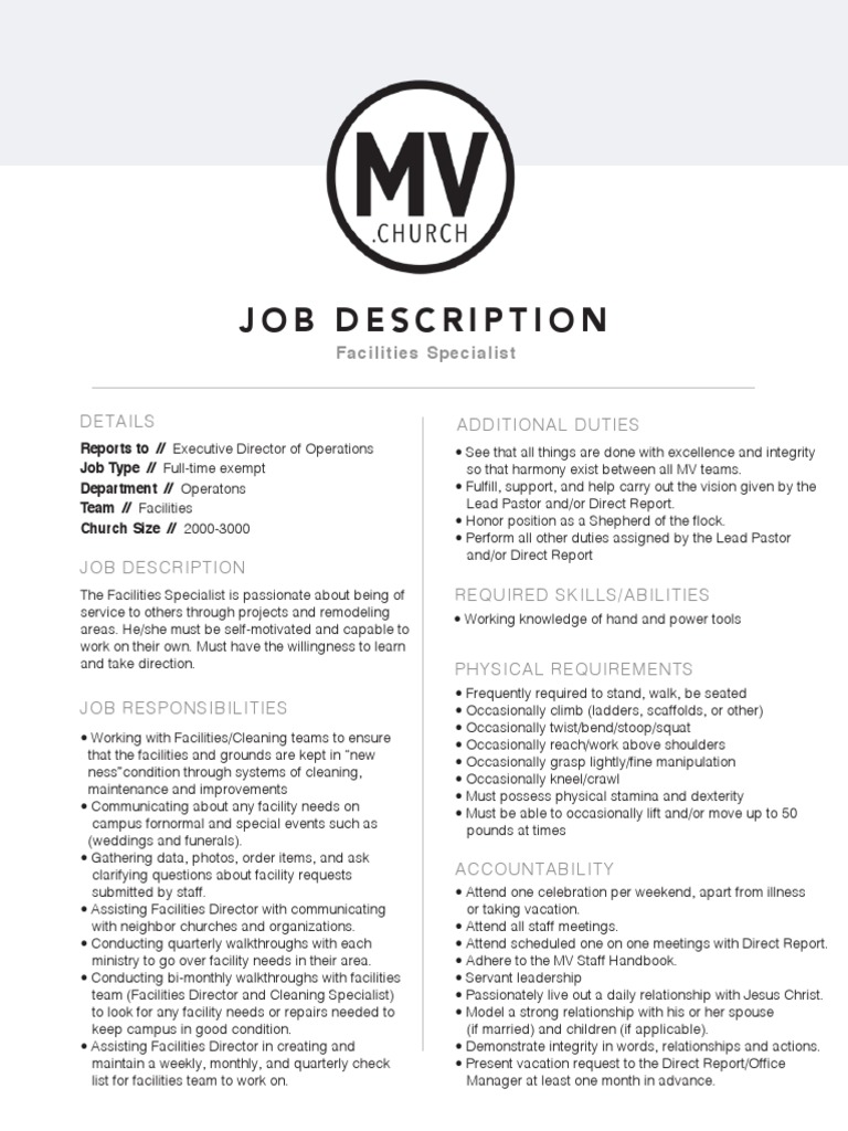Job Description: Details Additional Duties | PDF