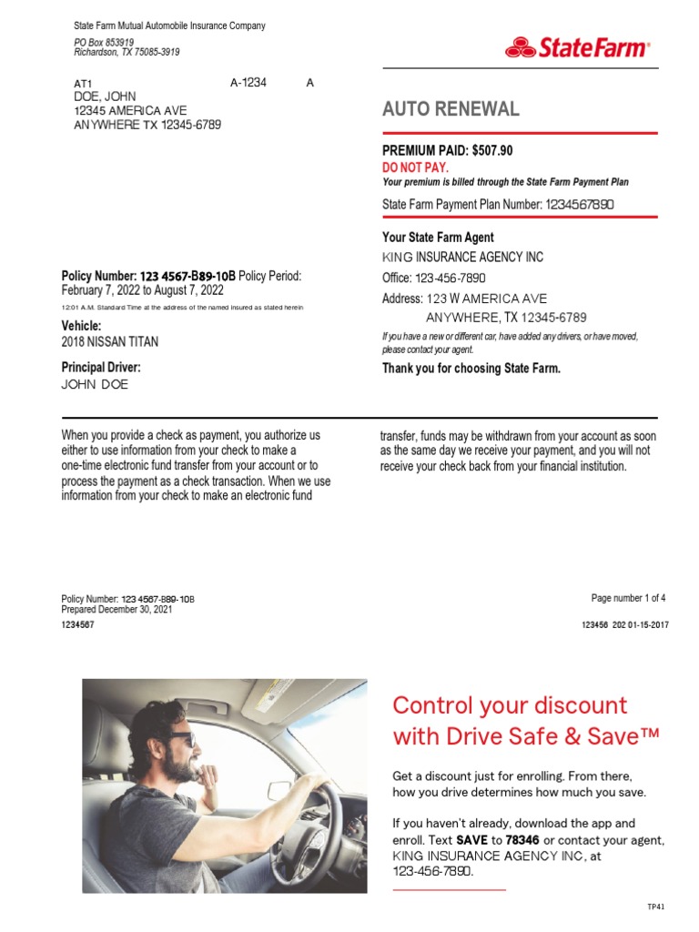 Auto Renewal: Control Your Discount With Drive Safe & Save | PDF ...