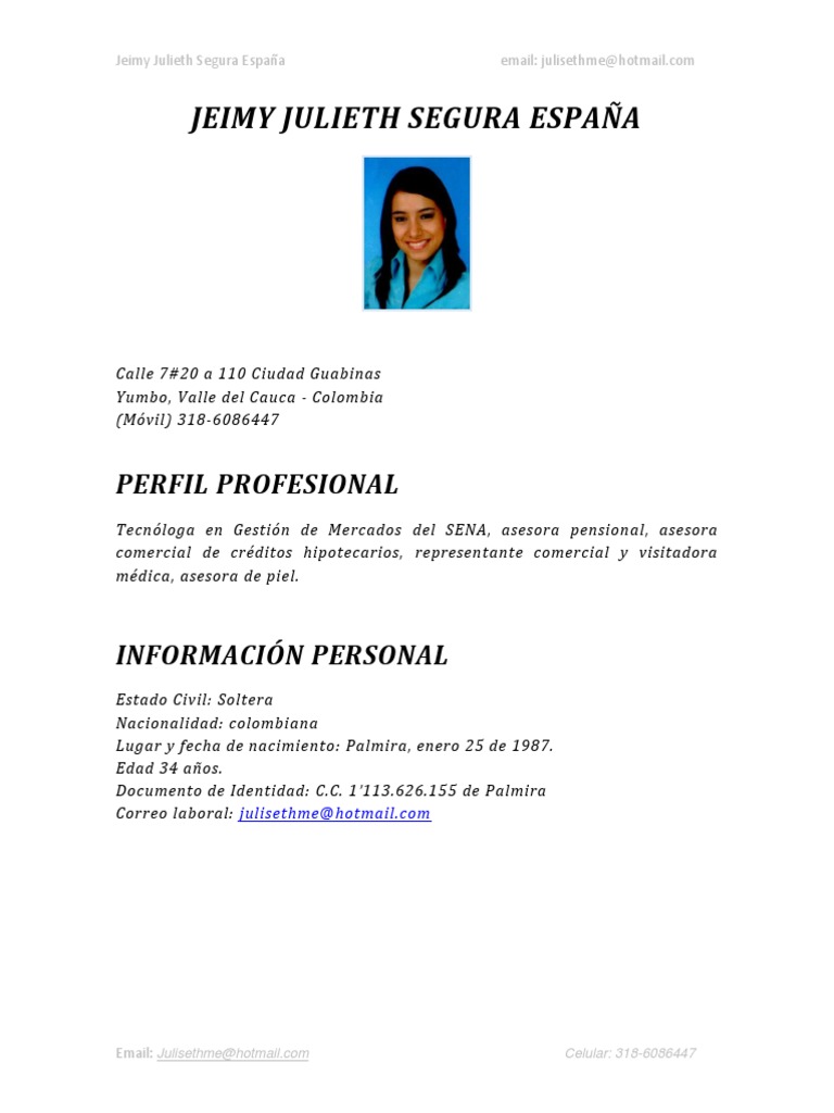 HOJA DE VIDA JULIETH Octubre Lab 2021 | PDF | Colombia