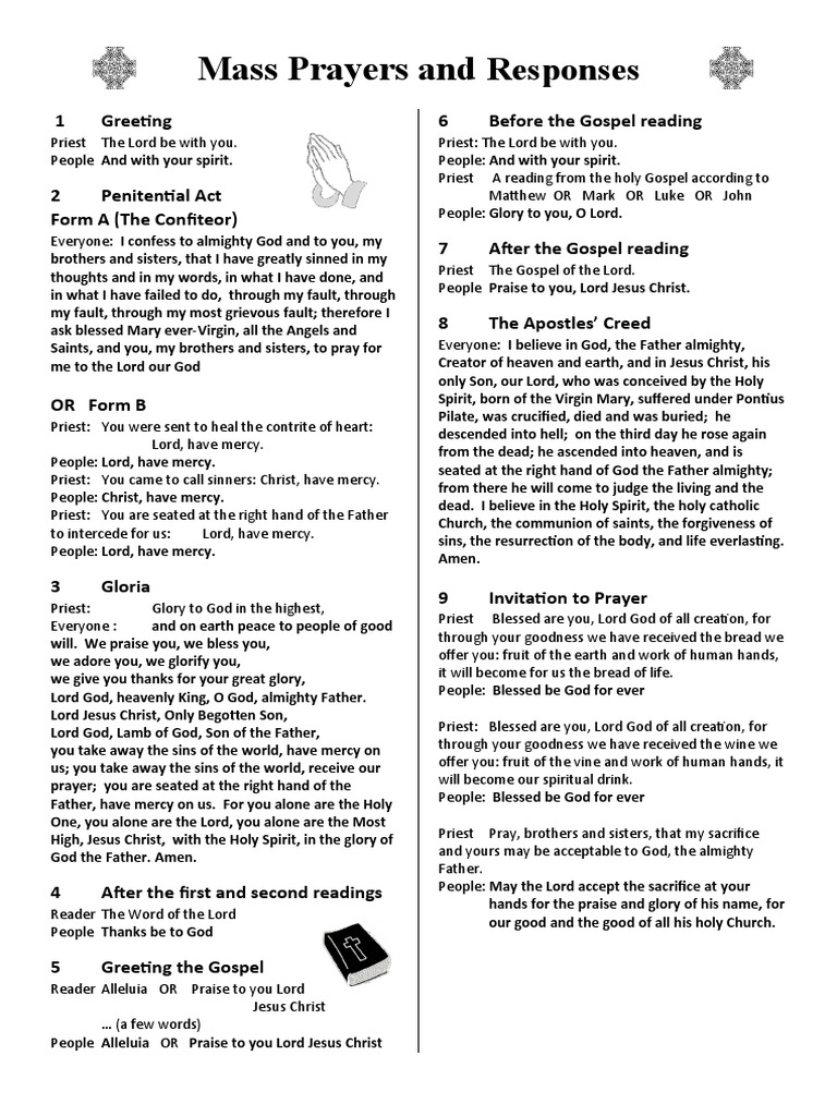 Catholic Mass Prayers and Responses | PDF | Lord's Prayer | God The Father