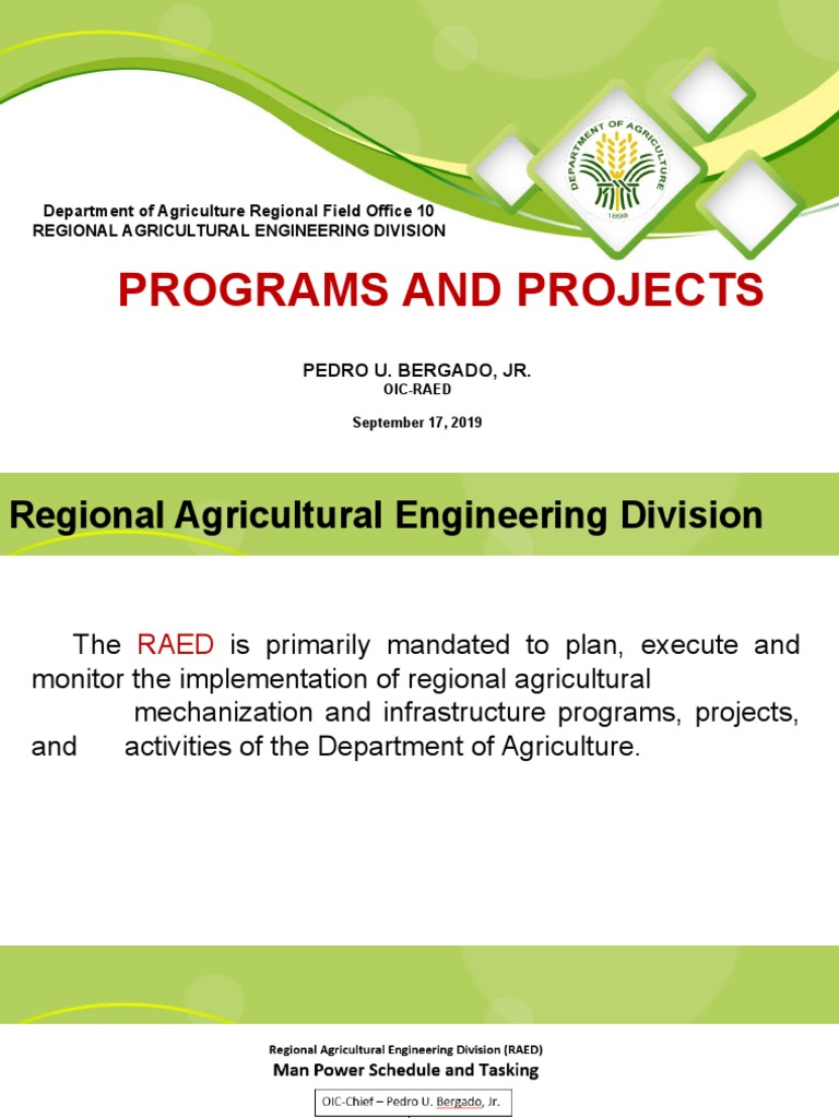 Programs and Projects: Department of Agriculture Regional Field Office ...