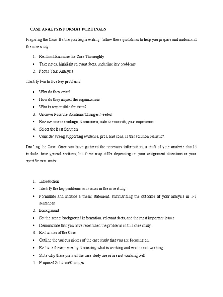 Case Analysis Format For Finals | PDF | Case Study | Thesis