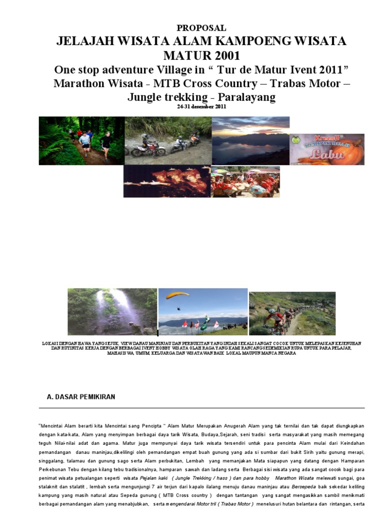 Proposal Jelajah Wisata Alam Matur | PDF | Perjalanan | Griya & Taman