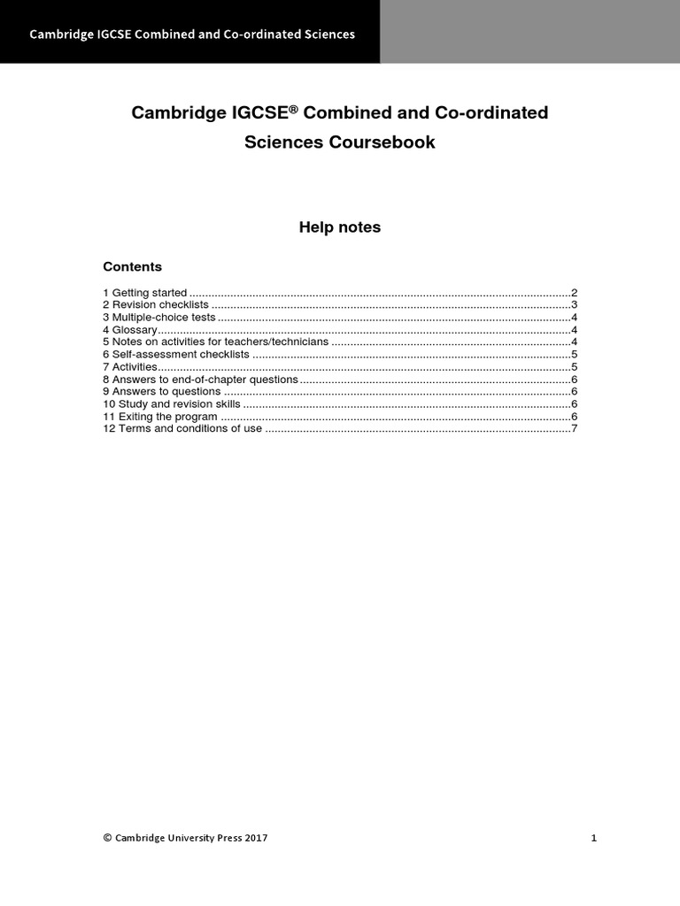 Cambridge IGCSE Combined and Co-Ordinated Sciences Coursebook | PDF ...