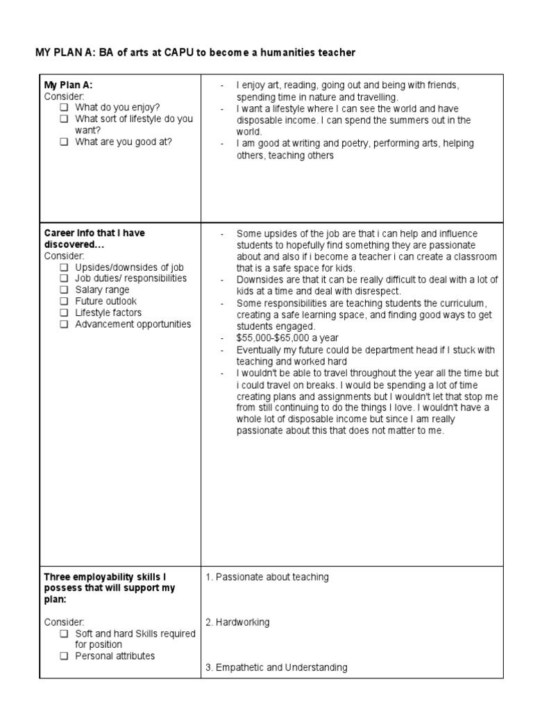 Revised Transition Plan Plan A And Plan B Pdf Teachers