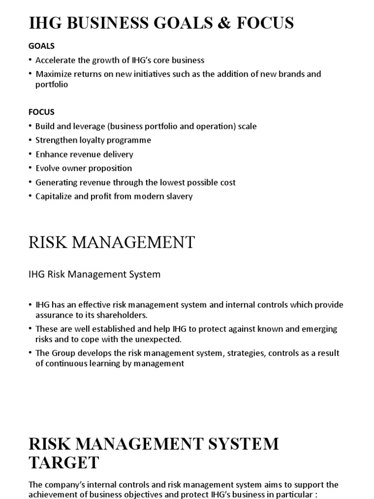 IHG Business Goals & Risk Management | PDF | Risk Management | Risk