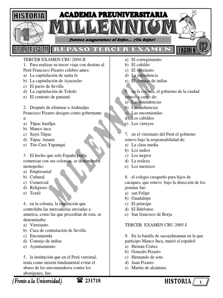 Repaso Tercer Examen Cepru 2021 | PDF | Francisco Pizarro | Antiguas colonias españolas
