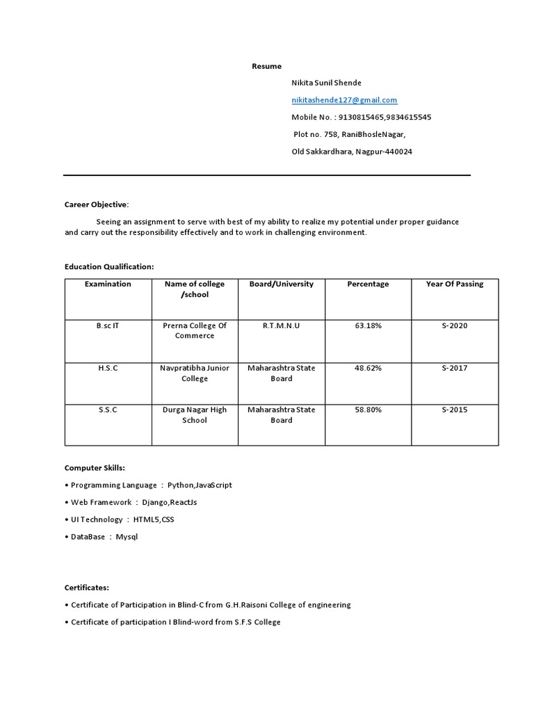 Nikita Resume Updated | PDF | Model–View–Controller | Software