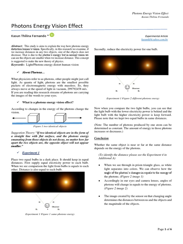 Photon Energy's Impact on Vision | PDF | Photon | Light