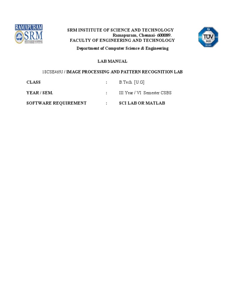 Image Processing Lab Manual | Download Free PDF | Computer Vision | Imaging