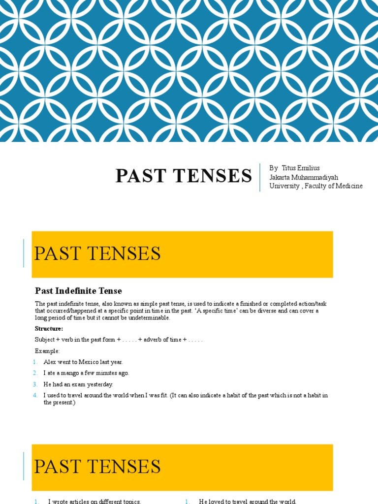Past Tenses 101 | PDF | Grammatical Tense | Verb