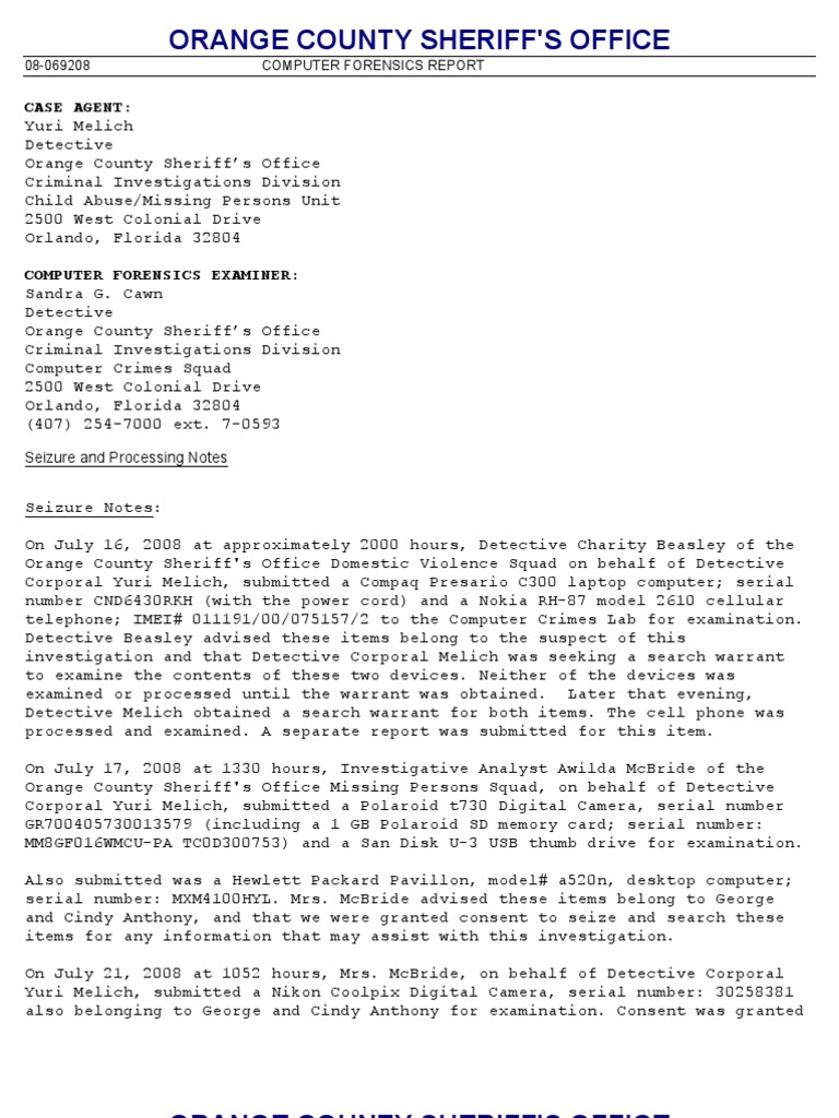 Casey Anthony Computer Report | PDF