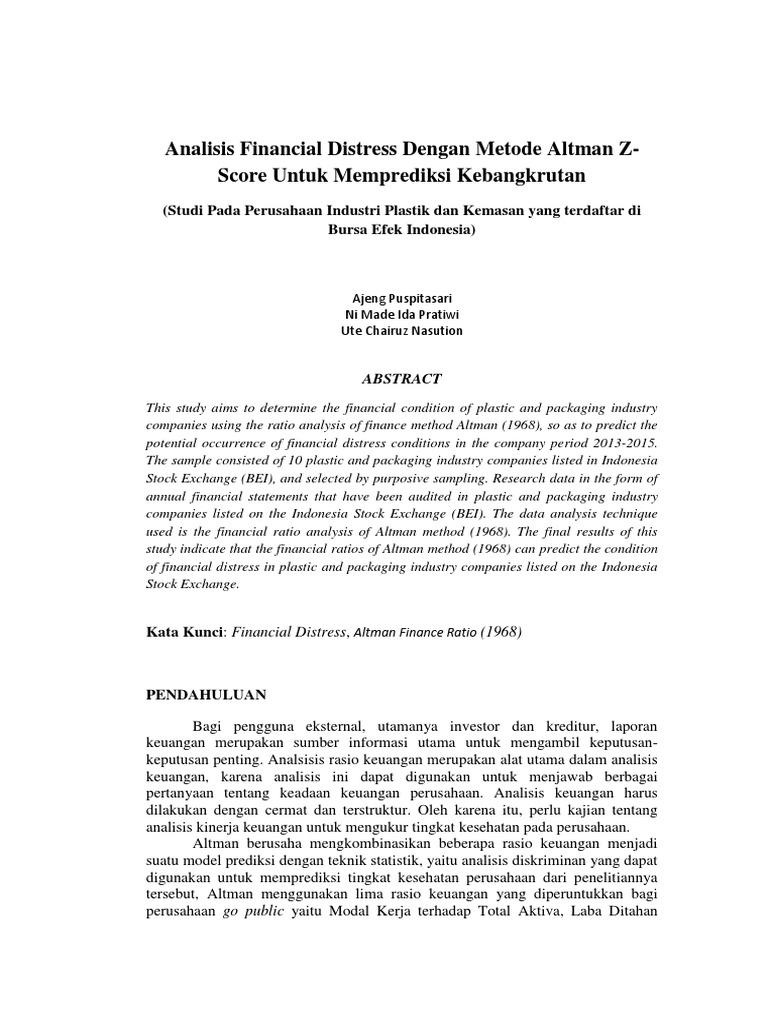 Prediksi Kebangkrutan dengan Altman Z-Score | PDF