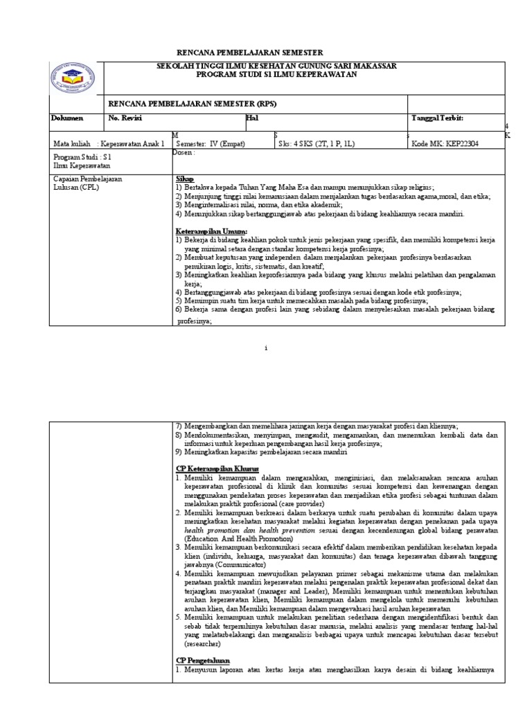 Rps Kep Anak 1 | PDF