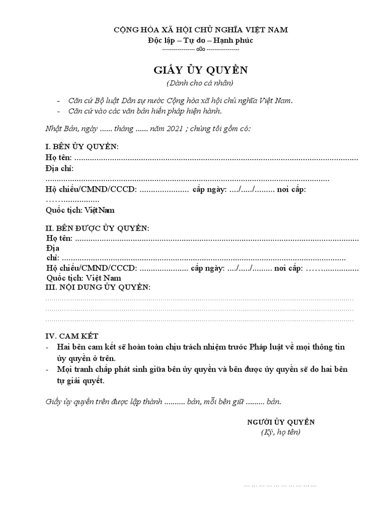 Thu Tuc So 14 Mau Giay Uy Quyen CA Nhan - 2 | PDF
