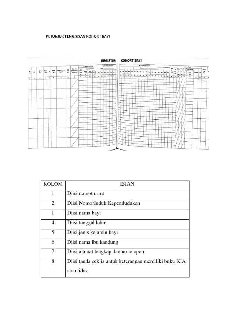 Petunjuk Pengisisan Kohort Bayi | PDF | Kesehatan Holistik | Sains ...