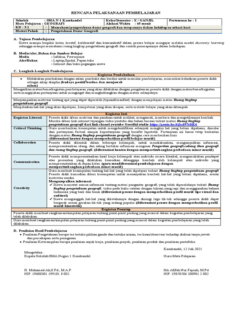 RPP Berdiferensiasi | PDF