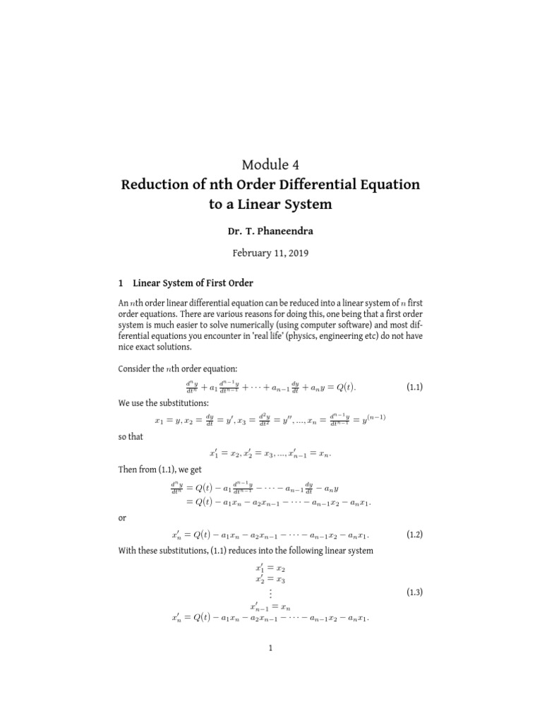 31-Module-4!17!09-2019 (17-Sep-2019) Material V 17-Sep-2019 Module 4.5 Reduction of NTH Order ...