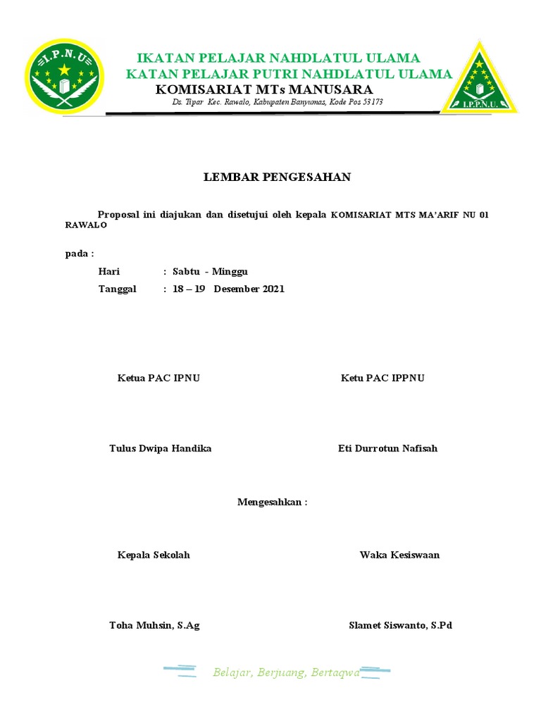 Proposal Permohonan Makesta Mts | PDF