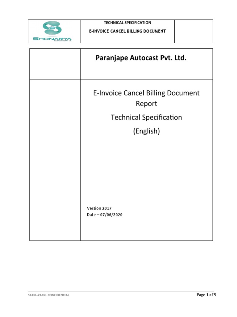 TS E-Invoice Cancel Billing Document | PDF | Specification (Technical Standard) | Computing