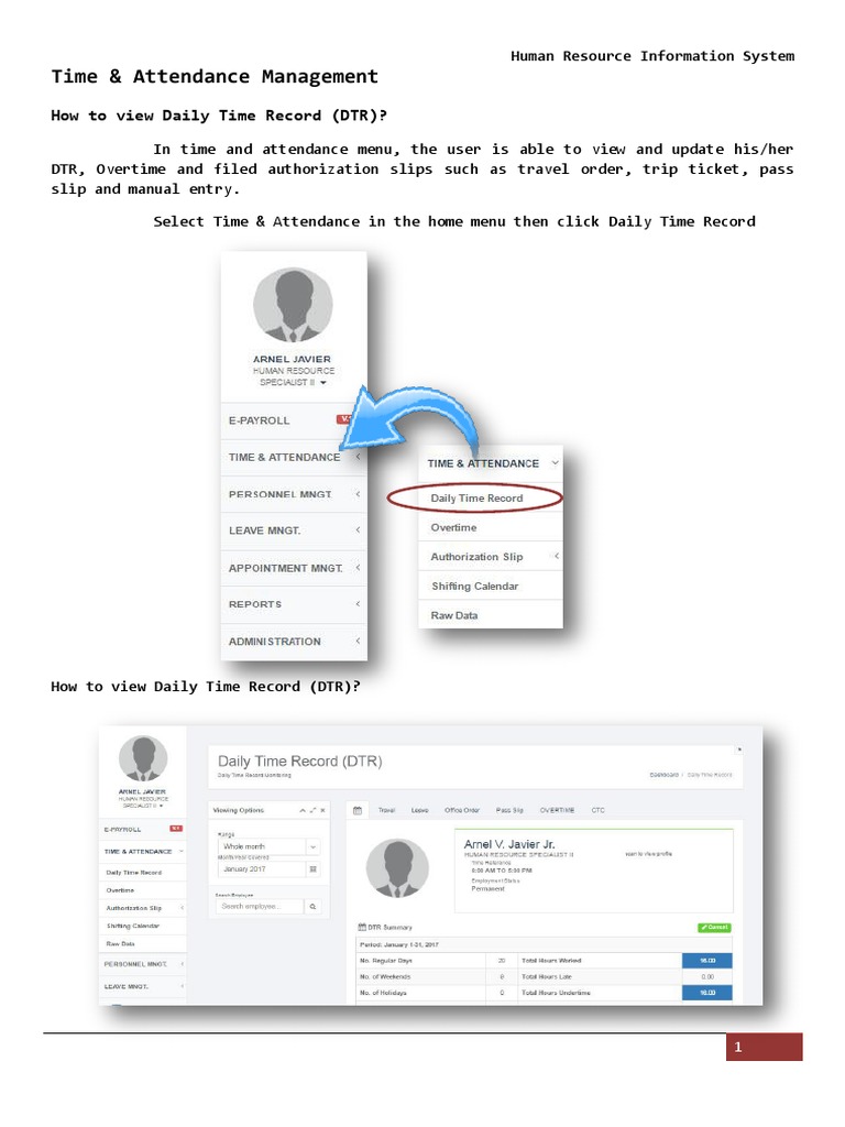 Time & Attendance Management: How To View Daily Time Record (DTR ...