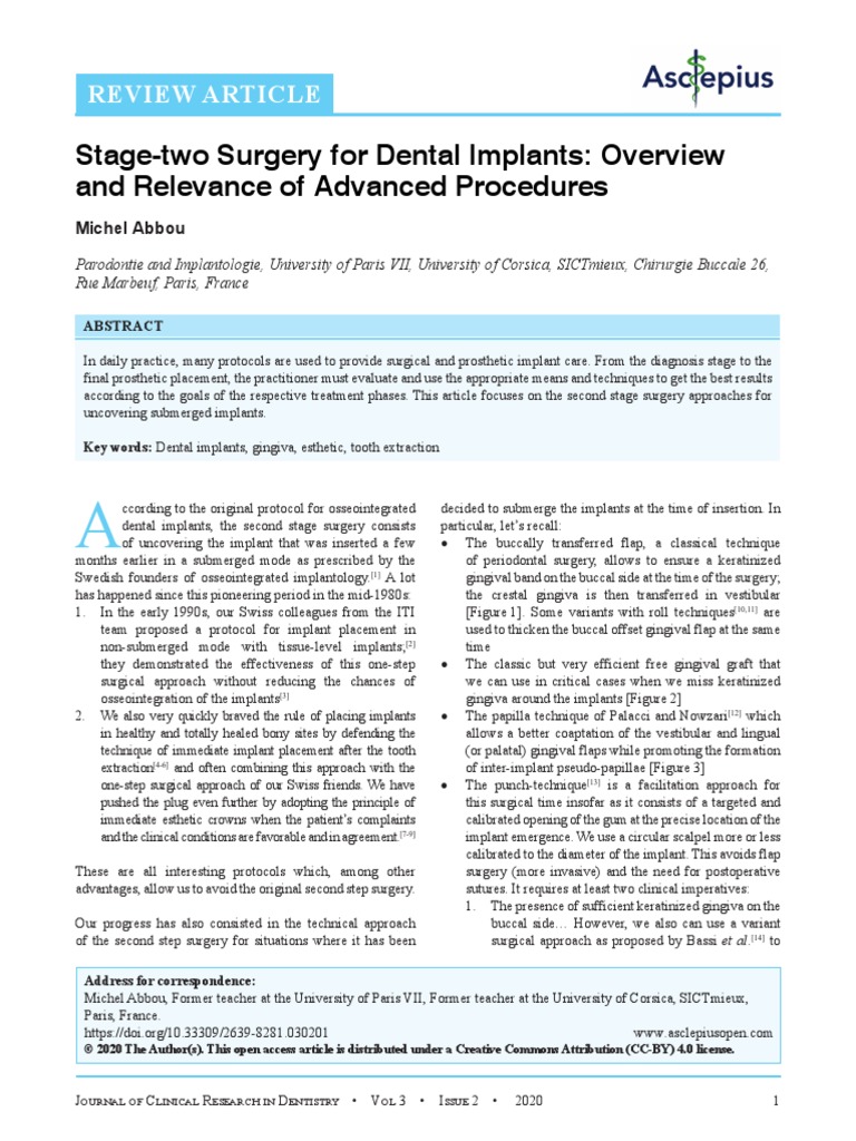 Stage-Two Surgery For Dental Implants: Overview and Relevance of ...