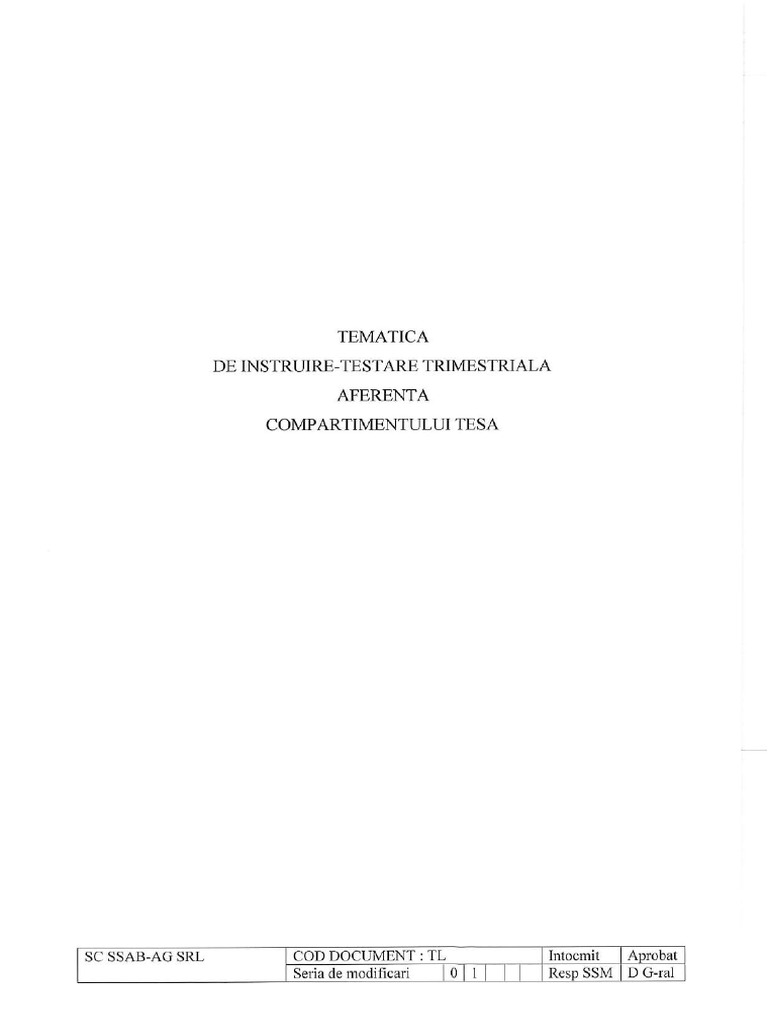 Tematica de Instruire SSM | PDF