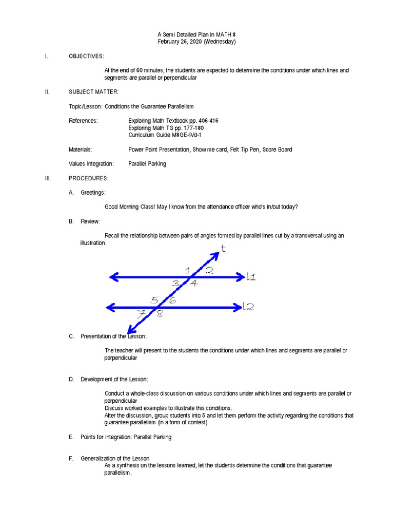 Lesson Plan Math 8 | PDF | Behavior Modification | Cognition