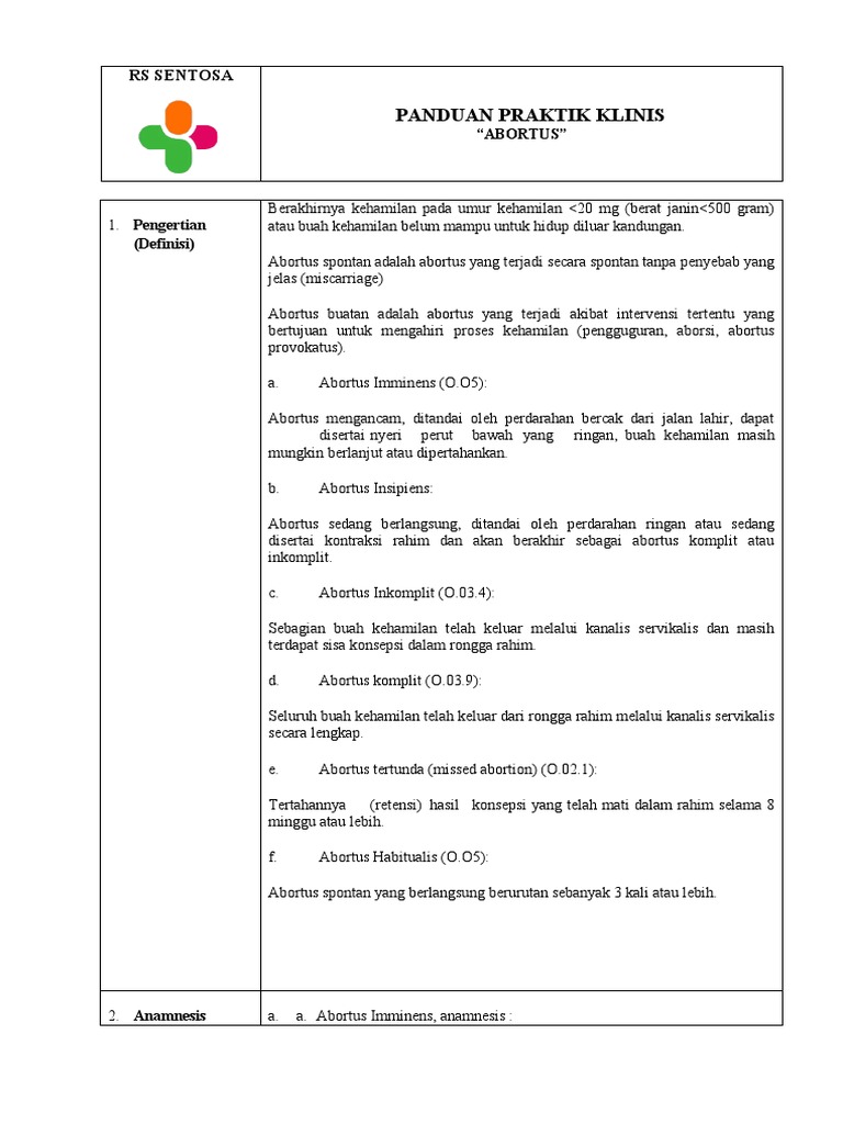 Panduan Penatalaksanaan Abortus | PDF