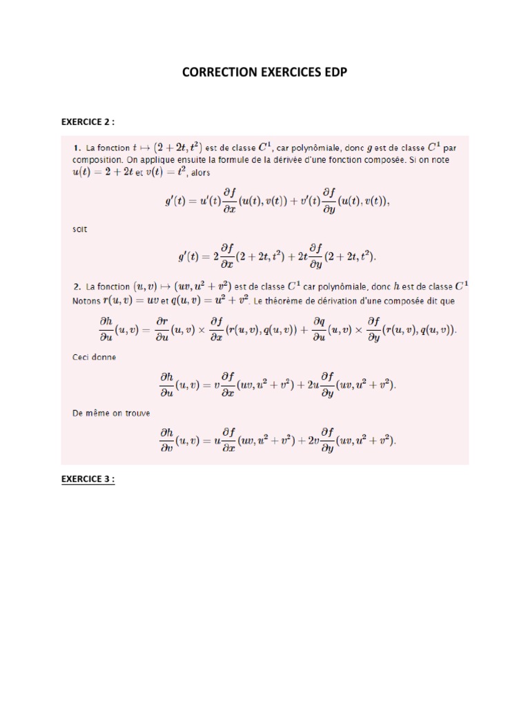 Correction Exercices Edp | PDF | Science & Mathematics