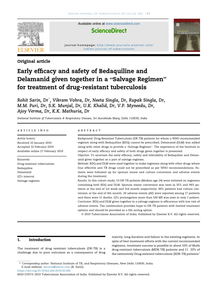 Early Efficacy and Safety of Bedaquiline and Delamanid Given Together ...