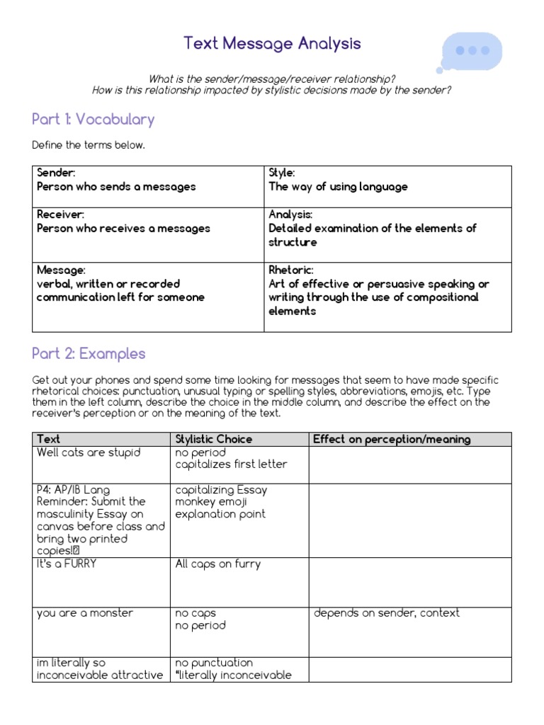 Text Message Analysis | PDF | Rhetoric | Text Messaging
