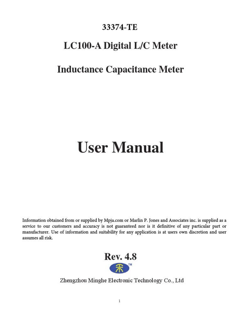 LC100-A L/C Meter User Manual | PDF | Capacitance | Accuracy And Precision