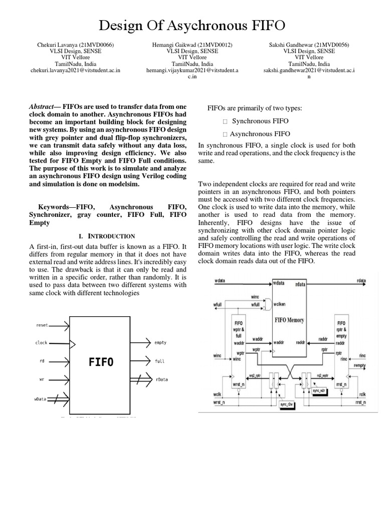 Design of Asynchronous FIFO | PDF | Computer Architecture | Electronics